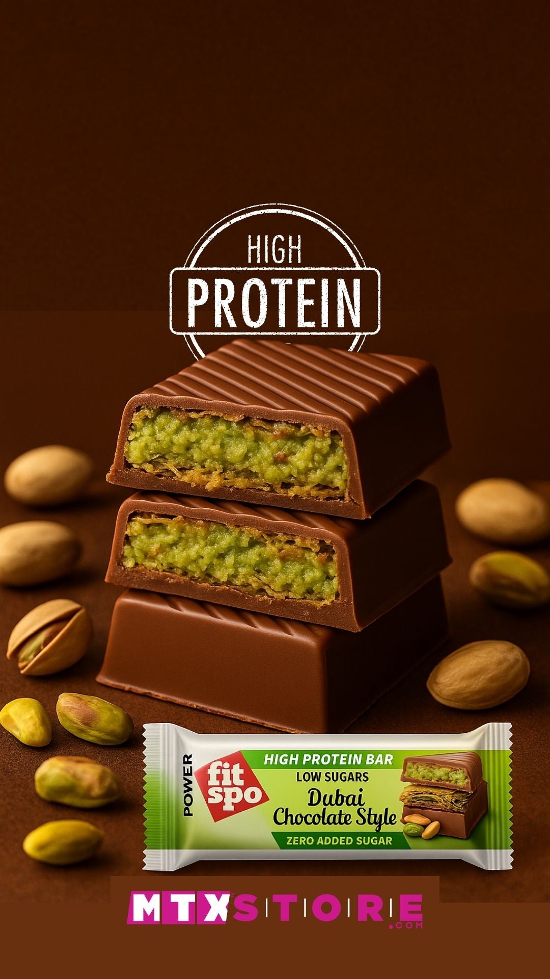 FitSpo Power 50g - Barra de Proteína Estilo Dubái | 30% Proteína – MTX ...