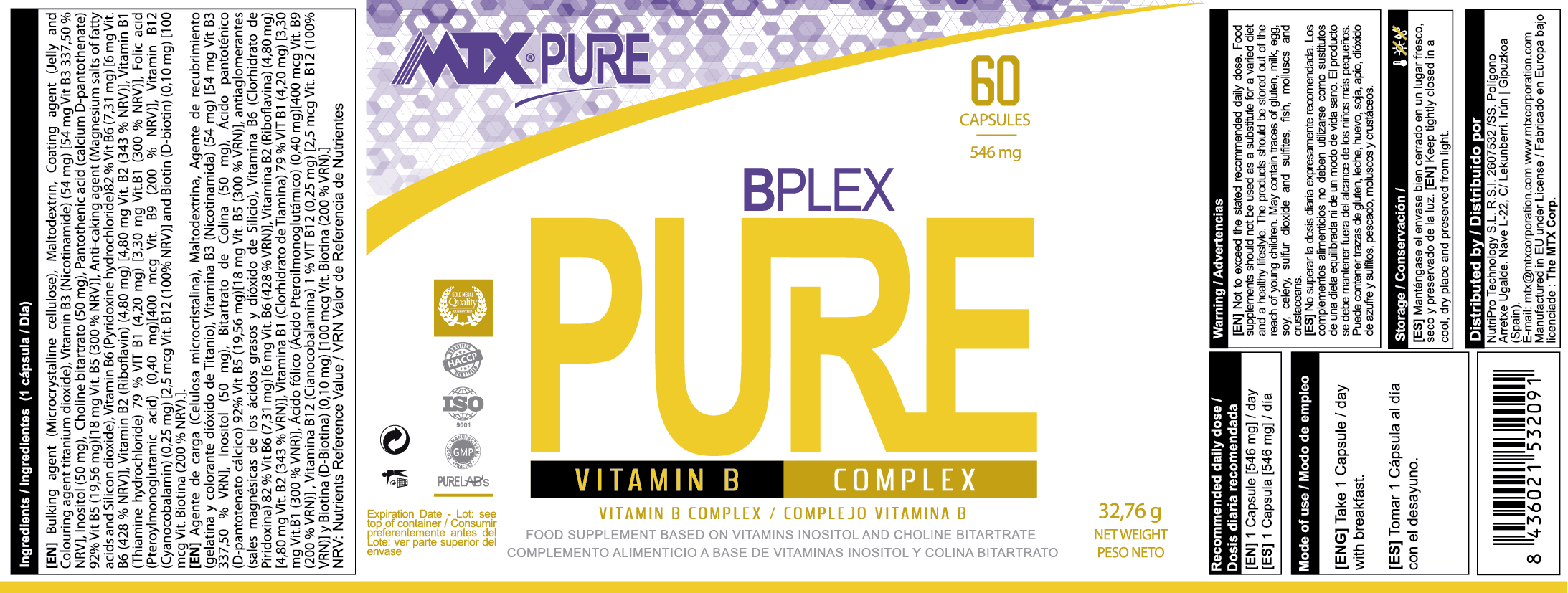 BPLEX PURE [60 tab] | Group B vitamins | mtxstore.com – MTX STORE