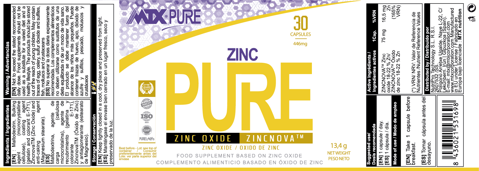 ZINC | microencapsulated zinc zincnova® PREMIUM | mtxstore.com – MTX STORE